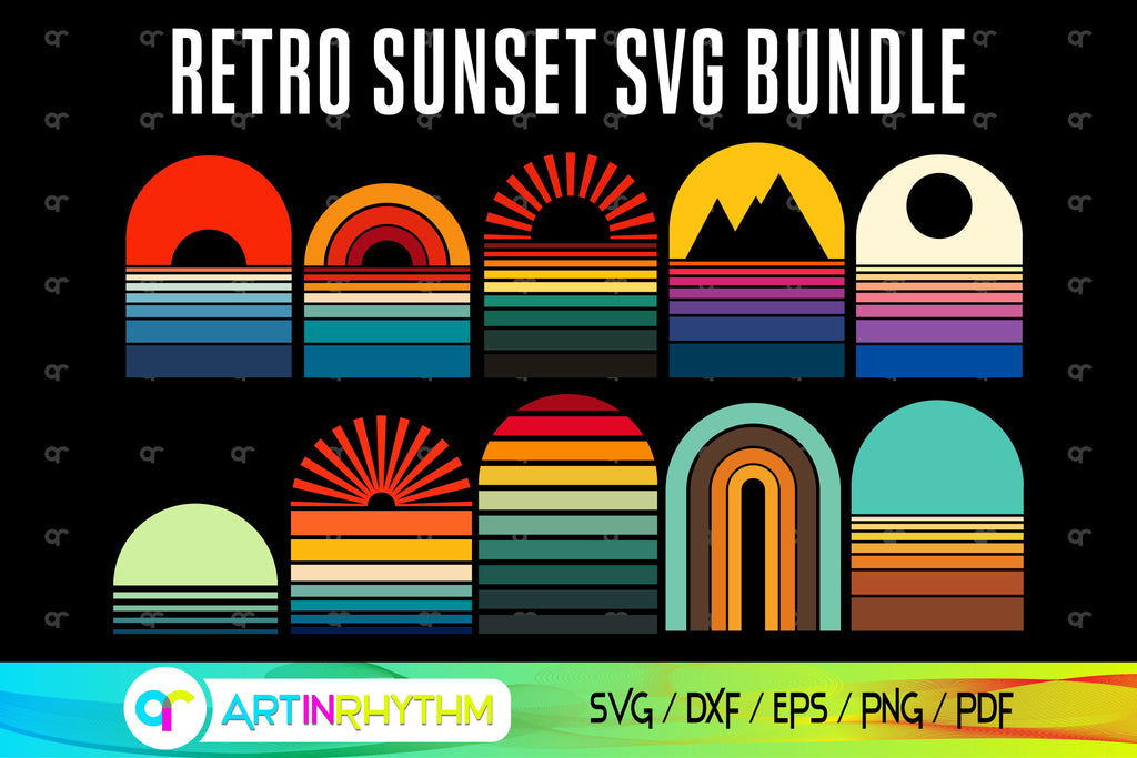 Retro Vintage Sunset svg bundle - So Fontsy