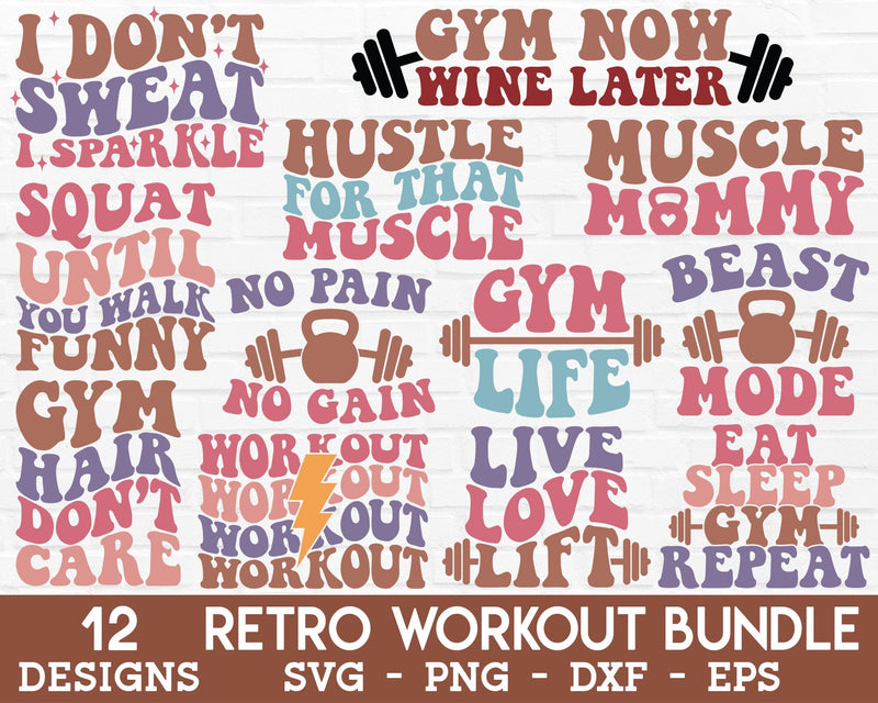 Retro Workout SVG Bundle - Gym SVG, Fitness SVG, Workout Shirt SVG, Gym ...