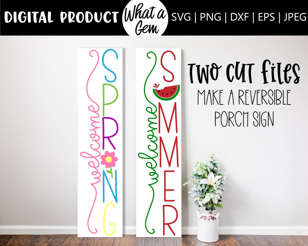 Reversible Porch Sign Bundle | Spring Porch Sign | Summer Porch Sign ...