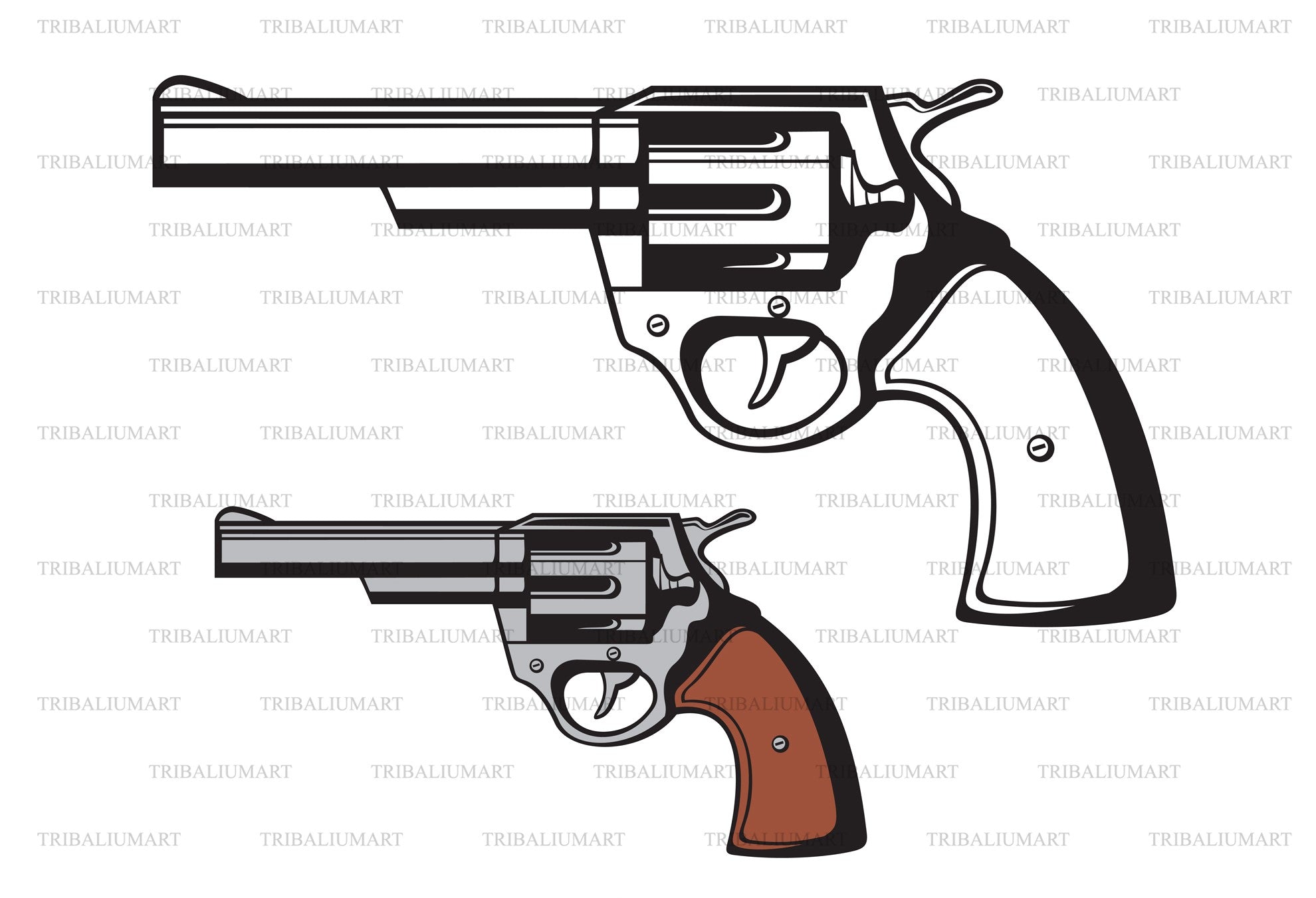 Revolver. Cut files for Cricut. Clip Art silhouette (eps, svg, pdf, png ...