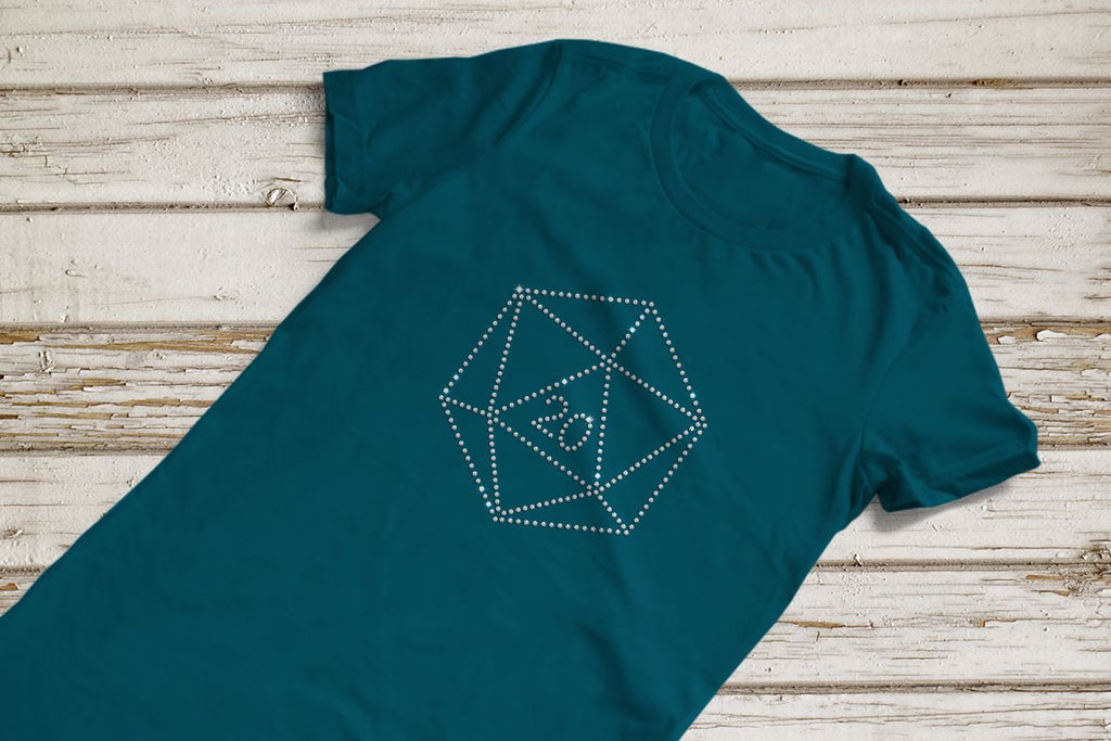Rhinestone D20 Dice Template - So Fontsy