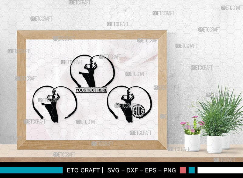 Ribbon Dancer Monogram, Ribbon Dancer Silhouette, Ribbon Dancer SVG ...