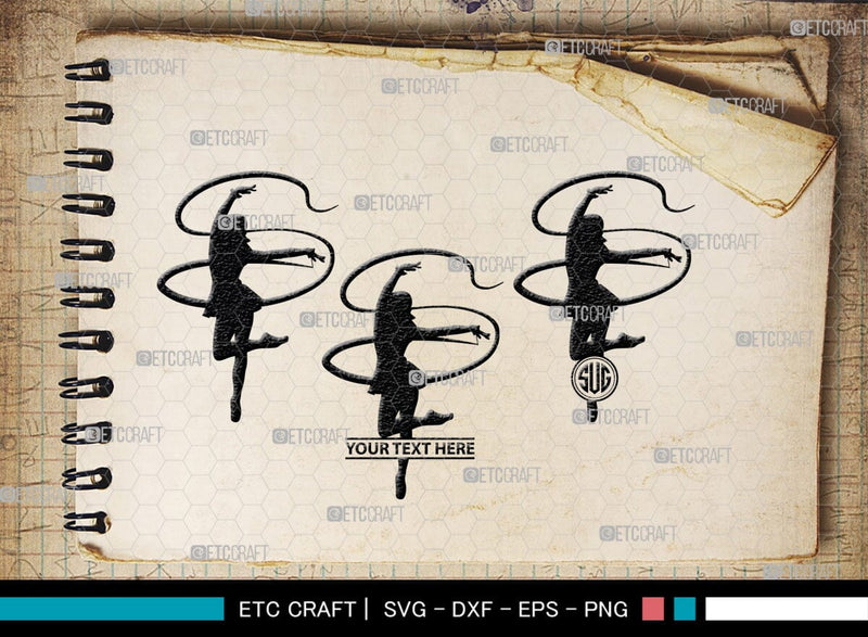 Ribbon Dancer Monogram, Ribbon Dancer Silhouette, Ribbon Dancer SVG ...