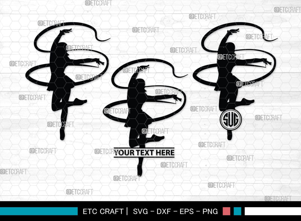 Ribbon Dancer Monogram, Ribbon Dancer Silhouette, Ribbon Dancer SVG ...