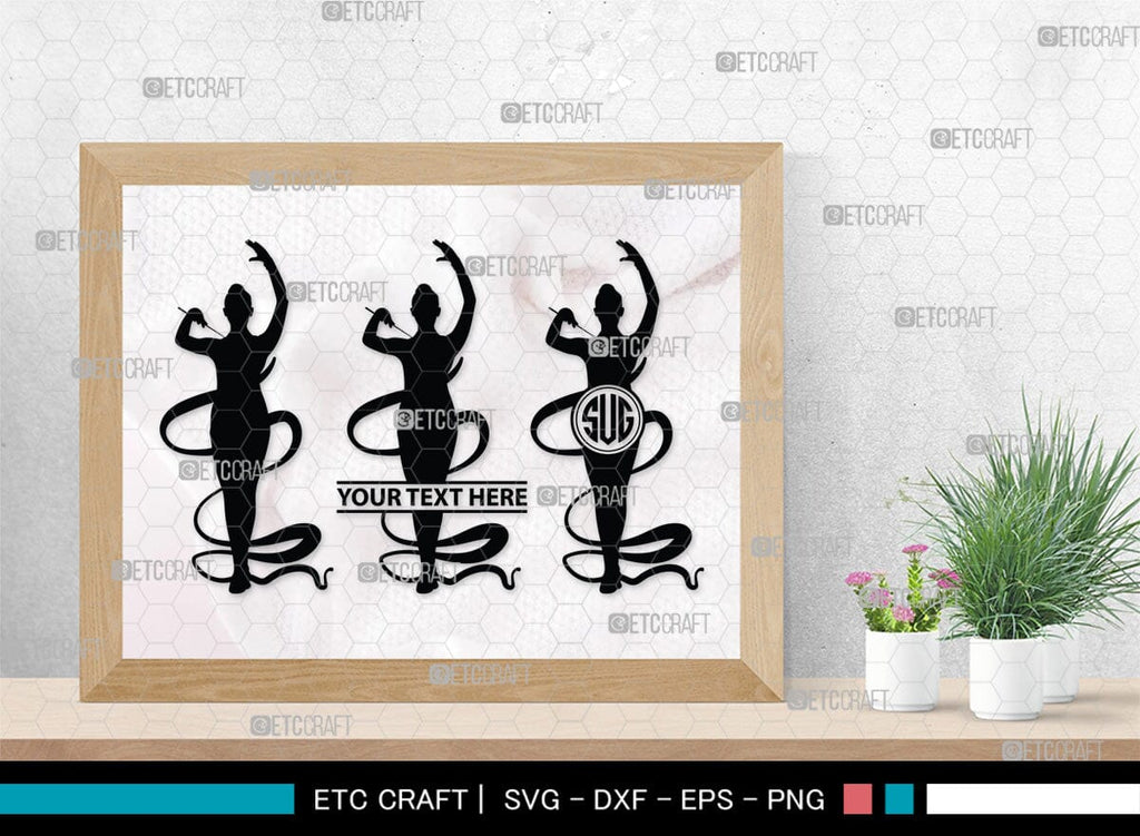 Ribbon Dancer Monogram, Ribbon Dancer Silhouette, Ribbon Dancer SVG ...