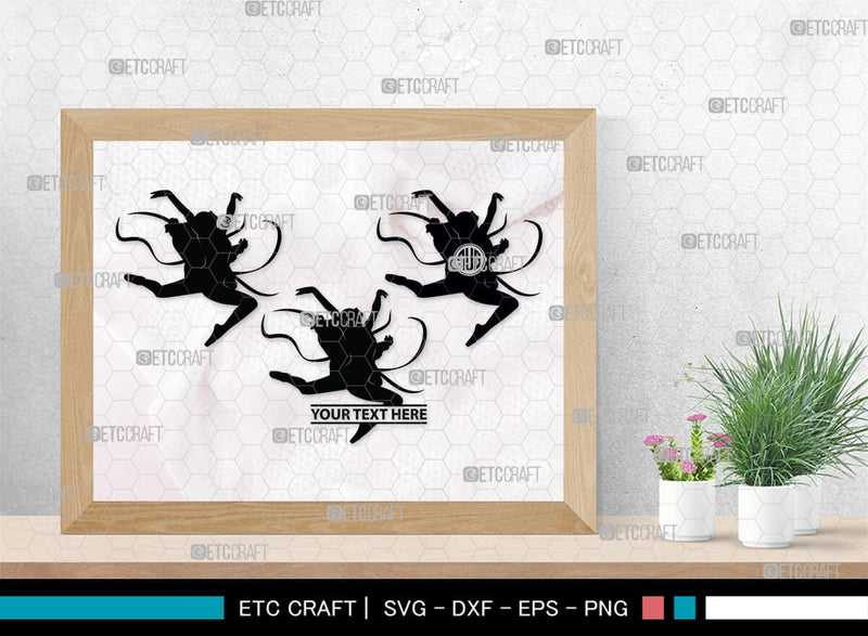 Ribbon Dancer Monogram, Ribbon Dancer Silhouette, Ribbon Dancer SVG ...