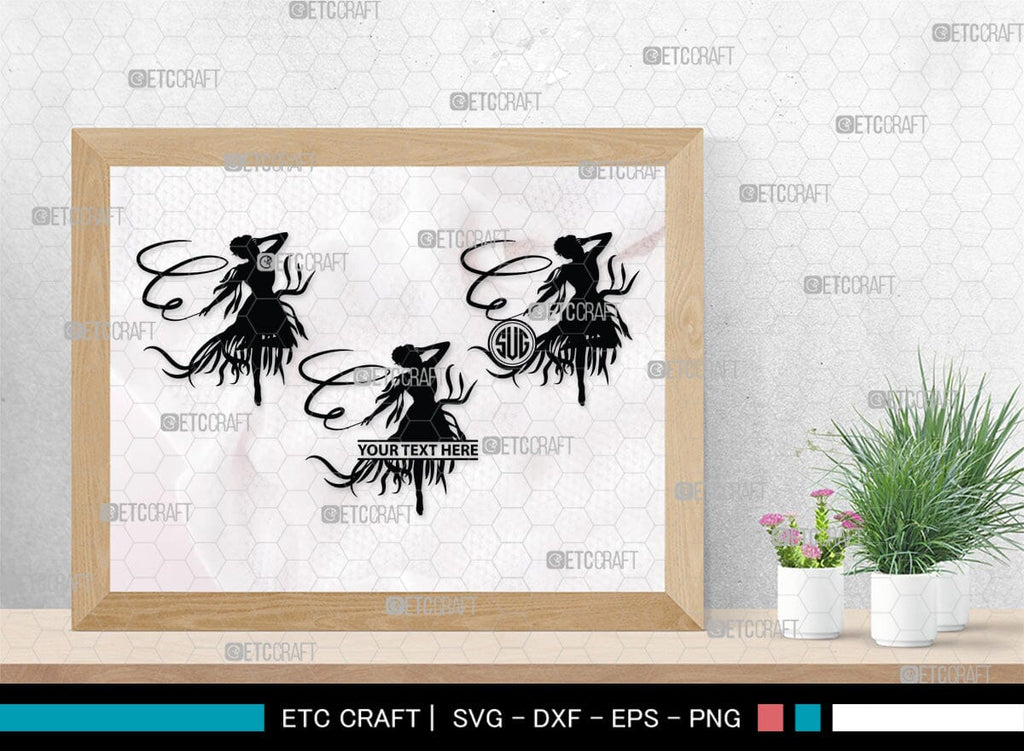 Ribbon Dancer Monogram, Ribbon Dancer Silhouette, Ribbon Dancer SVG ...