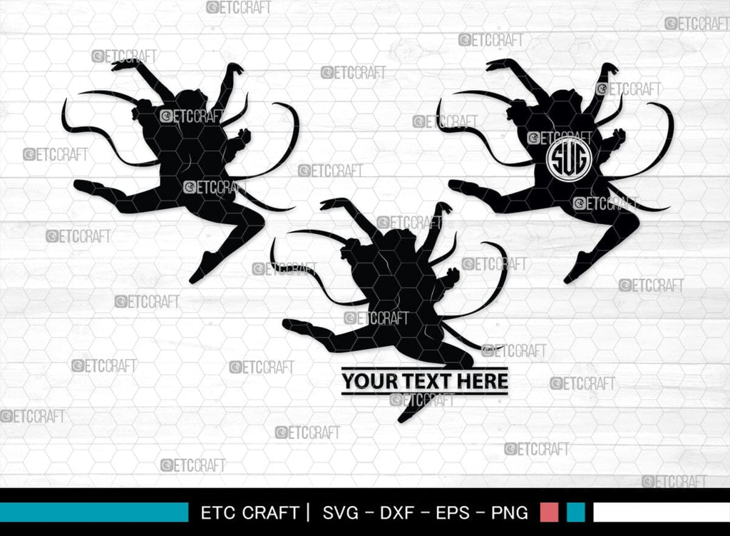 Ribbon Dancer Monogram, Ribbon Dancer Silhouette, Ribbon Dancer SVG ...