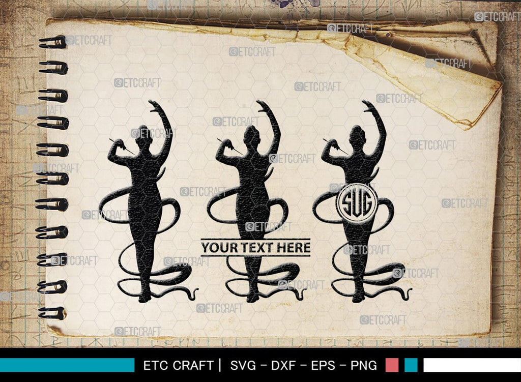 Ribbon Dancer Monogram, Ribbon Dancer Silhouette, Ribbon Dancer SVG ...