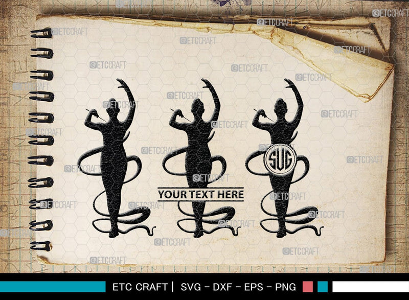 Ribbon Dancer Monogram, Ribbon Dancer Silhouette, Ribbon Dancer SVG ...