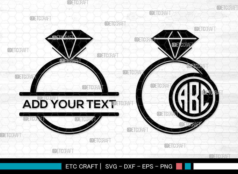 Ring Monogram SVG, Split Monogram, Engagement Rings SVG, Diamond Ring ...