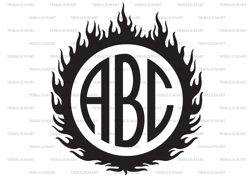 Ring of fire monogram. Cut files for Cricut. Clip Art silhouette (eps ...