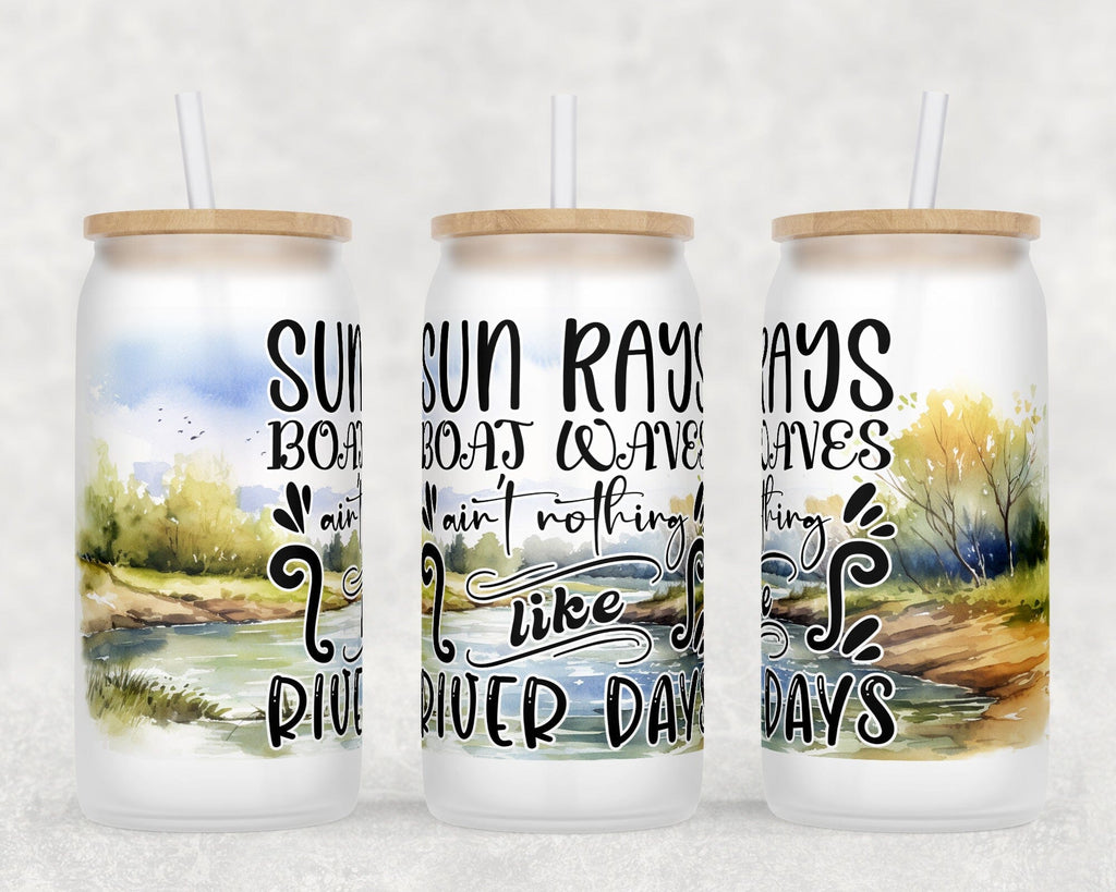 River Libbey Glass Can Wraps, 16oz Glass Can Sublimation Designs, River ...