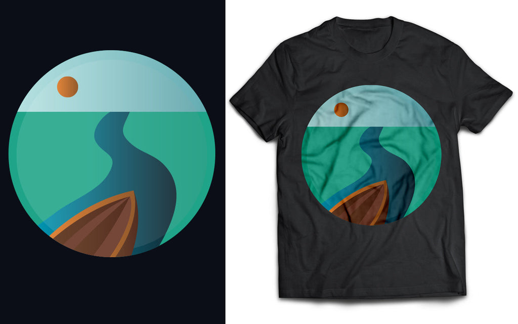 River Sunset T-Shirt Design - So Fontsy