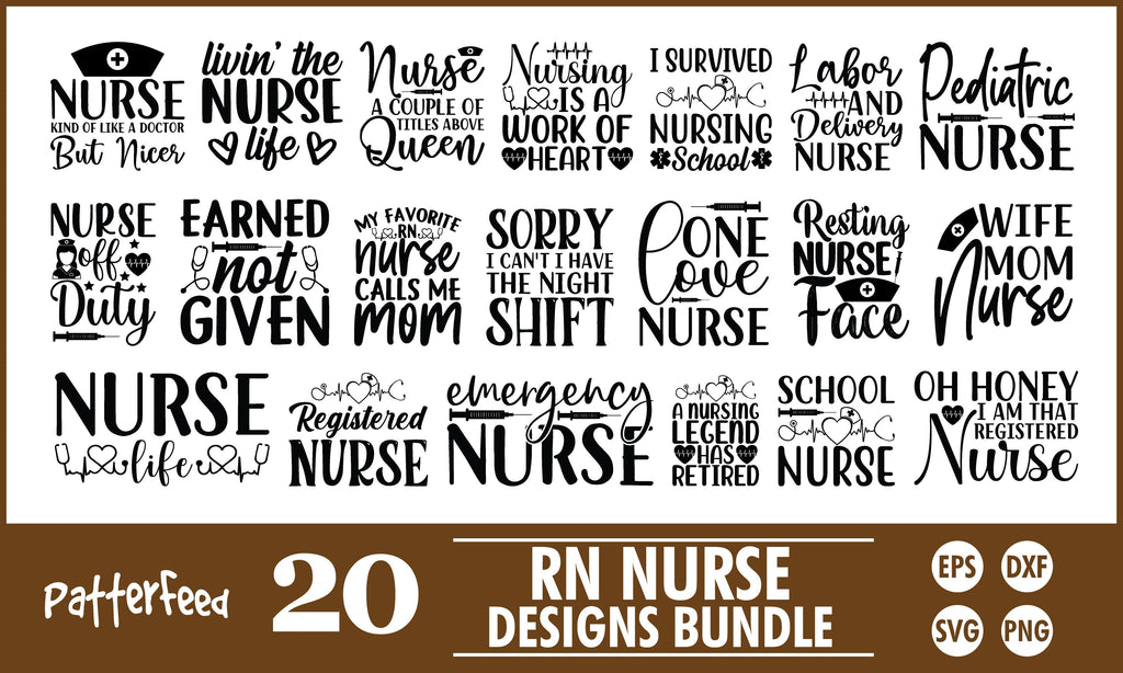 RN Nurse SVG Designs Bundle - So Fontsy