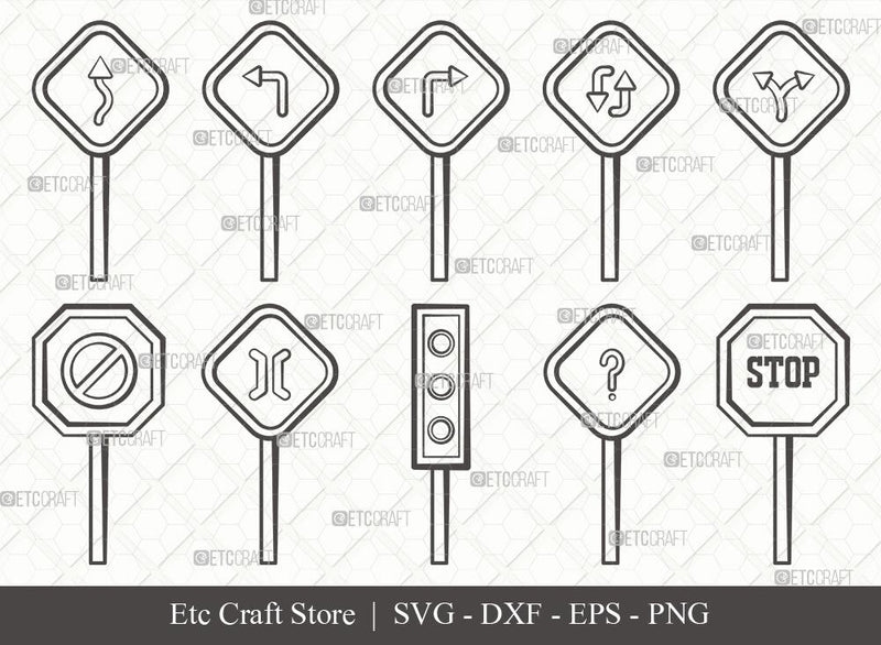Road Sign Outline SVG Cut File | Road Sign Svg | Road Traffic Svg ...