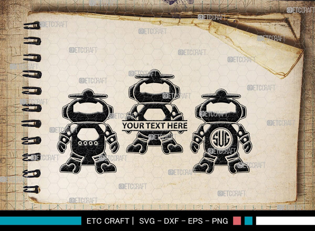 Robot Monogram, Robot Silhouette, Robot SVG, Toy Svg, Robot Head Svg ...
