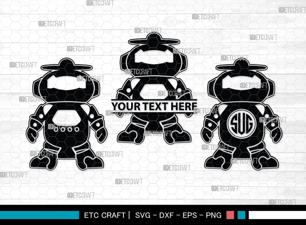 Robot Monogram, Robot Silhouette, Robot SVG, Toy Svg, Robot Head Svg ...