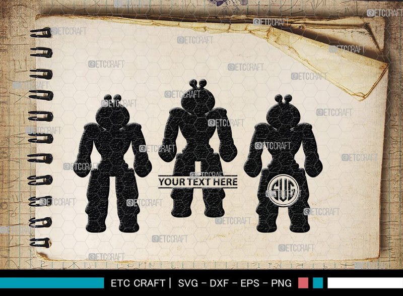 Robot Monogram, Robot Silhouette, Robot SVG, Toy Svg, Robot Head Svg ...