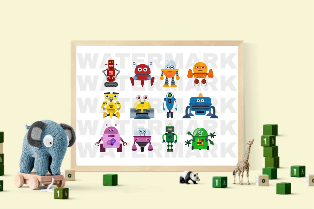 Robots Clipart Bundle, Robot Clip Arts Set - So Fontsy