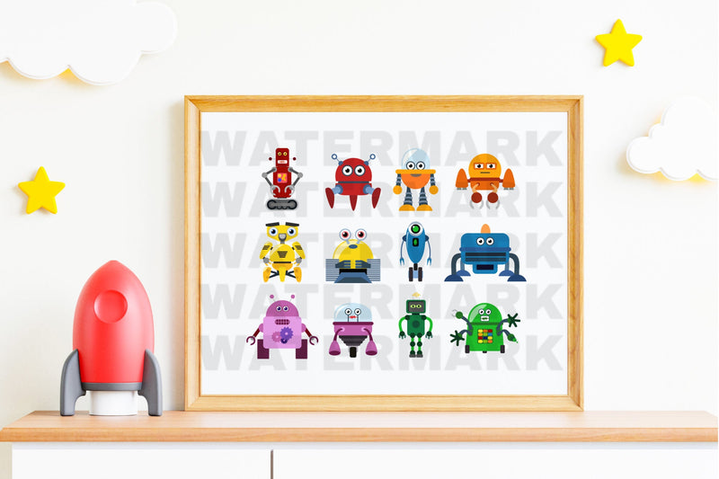 Robots Clipart Bundle, Robot Clip Arts Set - So Fontsy