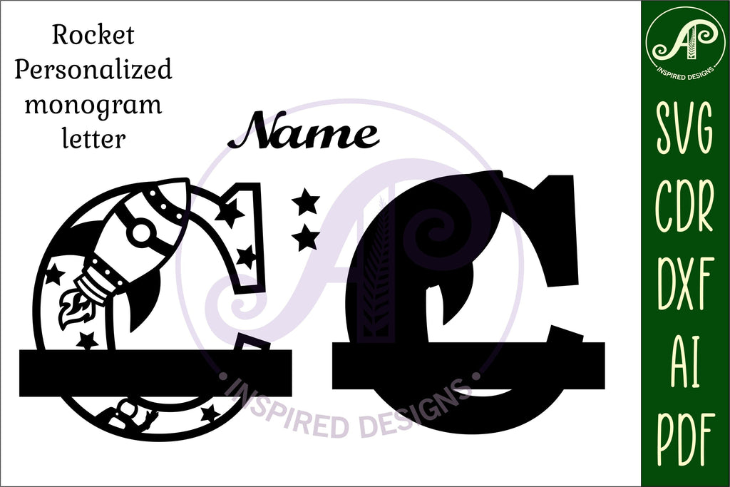Rocket Monogram Letter C SVG File - So Fontsy