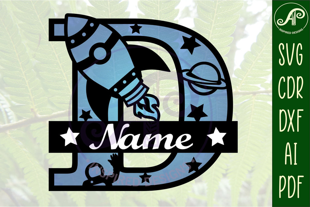 Rocket Monogram Letter D SVG File - So Fontsy