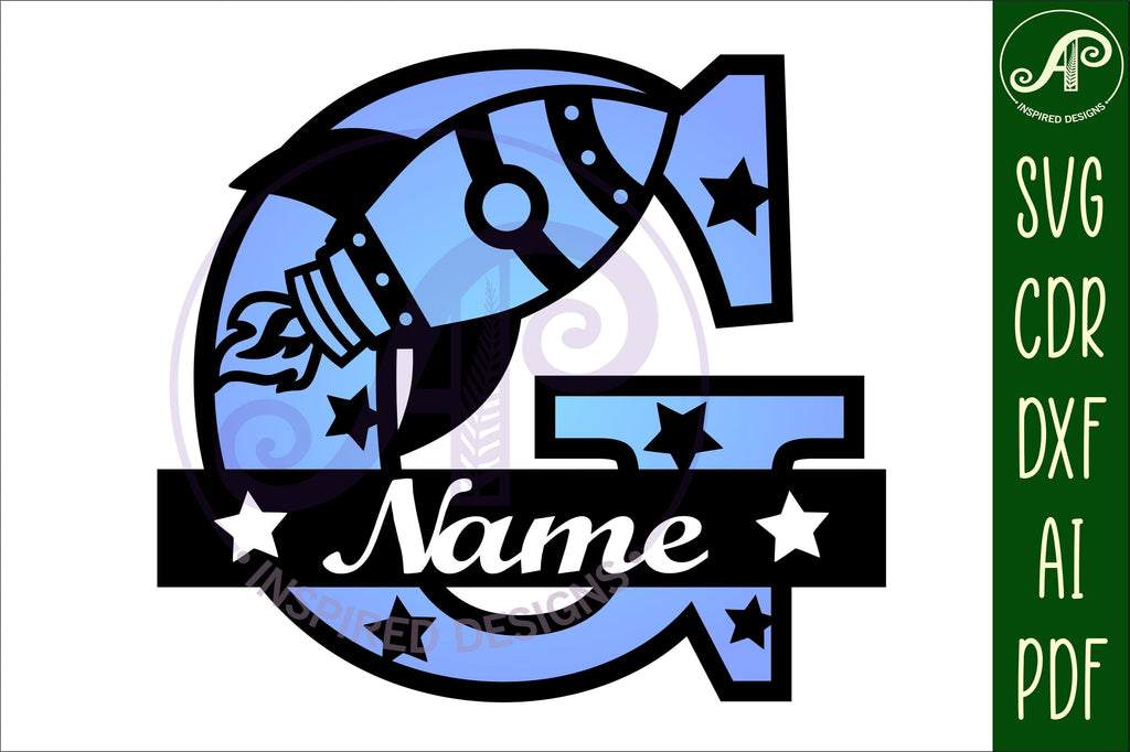 Rocket monogram letter Name signs 3 layer design bundle - So Fontsy