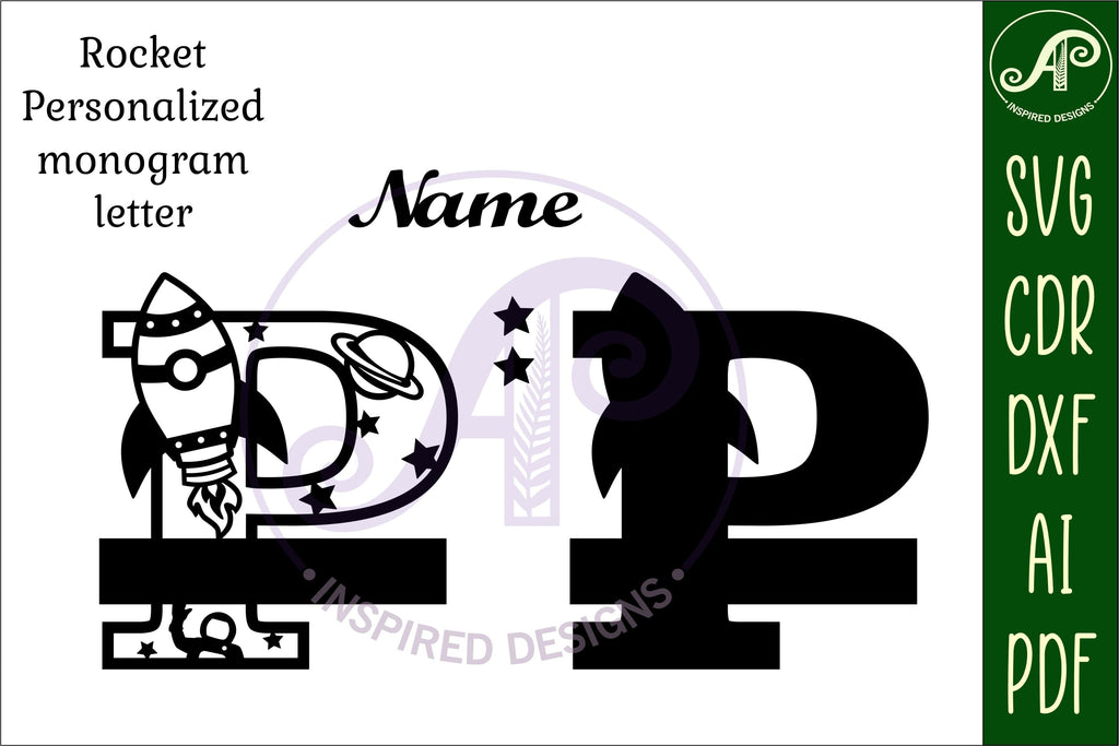 Rocket Monogram Letter P SVG File - So Fontsy