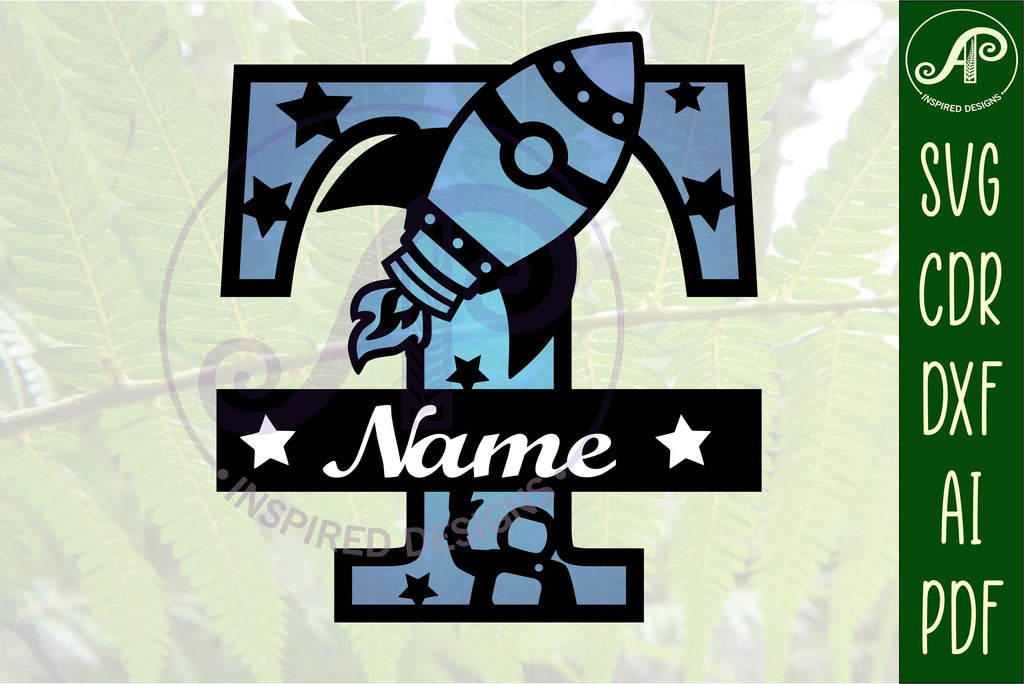 Rocket Monogram Letter T SVG File - So Fontsy