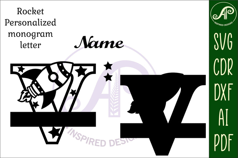 Rocket Monogram Letter V SVG File - So Fontsy