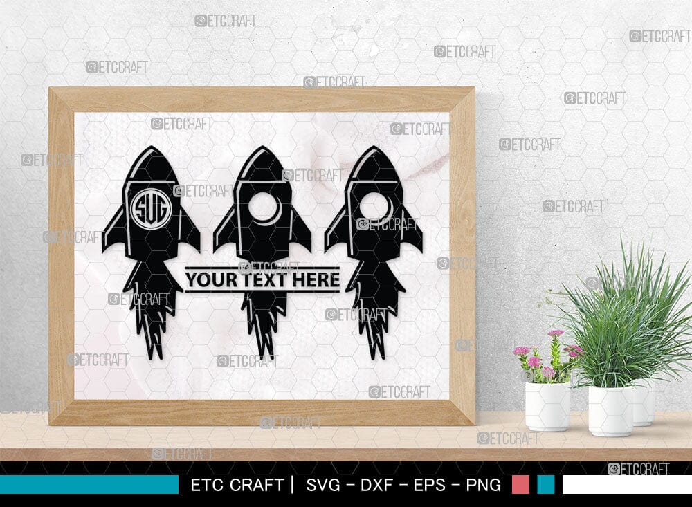 Rocket Monogram, Rocket Silhouette, Space Rocket Svg, Rocketship Svg ...