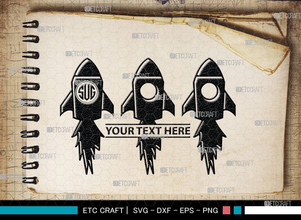 Rocket Monogram, Rocket Silhouette, Space Rocket Svg, Rocketship Svg ...