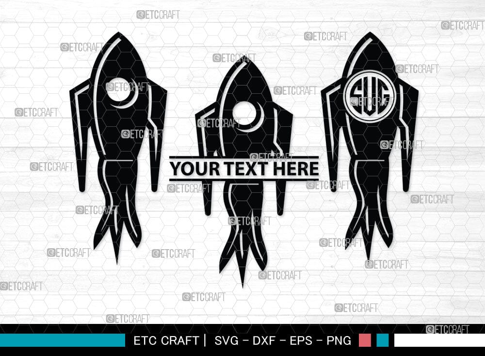 Rocket Monogram, Rocket Silhouette, Space Rocket Svg, Rocketship Svg ...