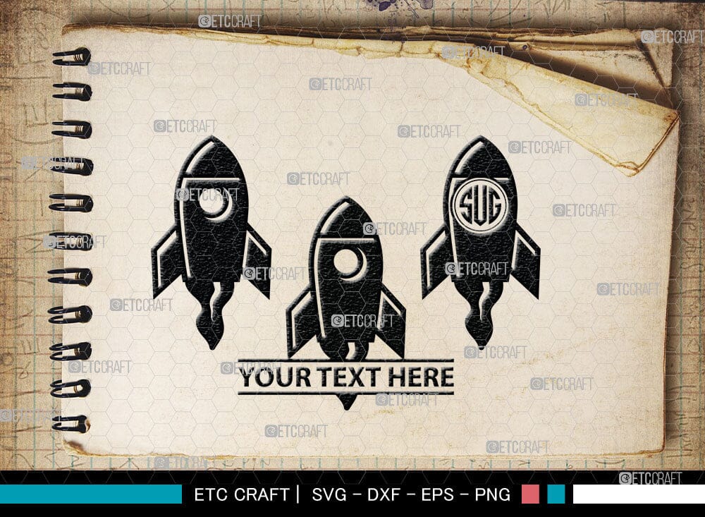 Rocket Monogram, Rocket Silhouette, Space Rocket Svg, Rocketship Svg ...