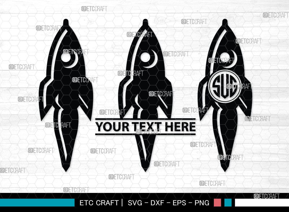 Rocket Monogram, Rocket Silhouette, Space Rocket Svg, Rocketship Svg ...