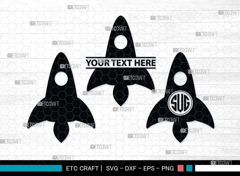 Rocket Monogram, Rocket Silhouette, Space Rocket Svg, Rocketship Svg ...