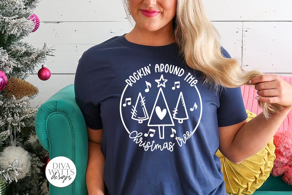 Rockin Around The Christmas Tree SVG | Round Design - So Fontsy