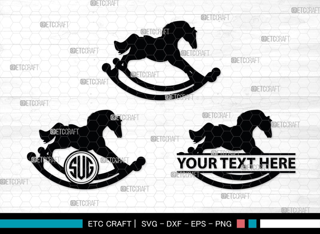 Rocking Horse Monogram, Rocking Horse Silhouette, Toy Horse Svg ...