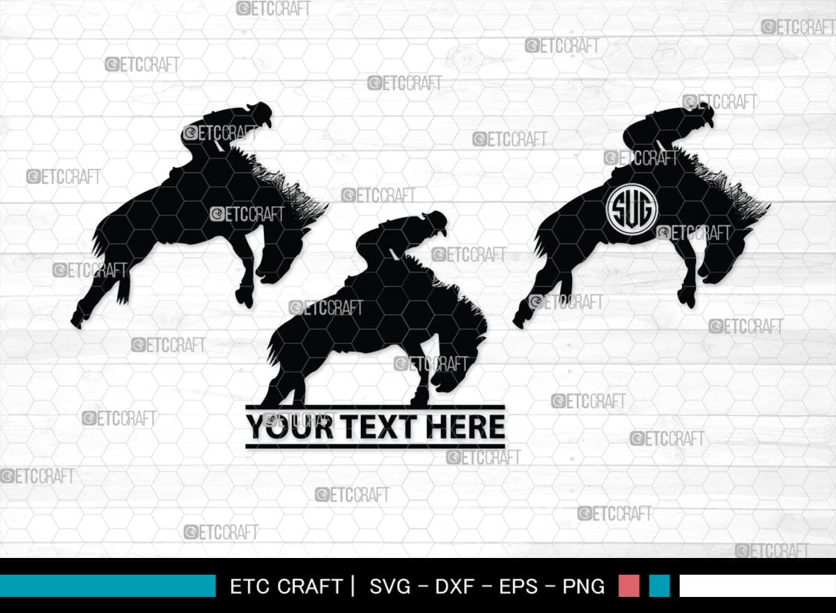 Rodeo Monogram, Rodeo Silhouette, Rodeo SVG, Bull Rider Svg, Horse Svg ...