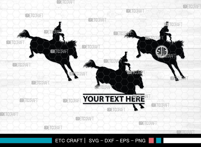 Rodeo Monogram, Rodeo Silhouette, Rodeo SVG, Bull Rider Svg, Horse Svg ...