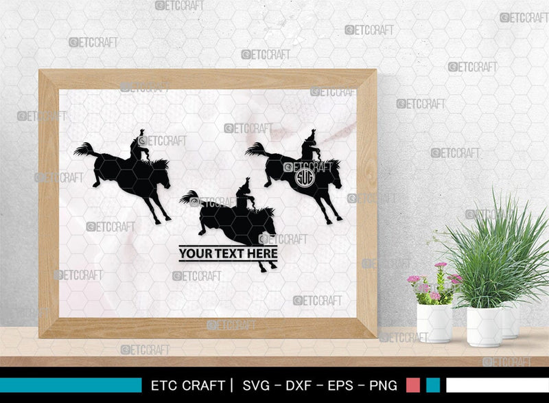 Rodeo Monogram, Rodeo Silhouette, Rodeo SVG, Bull Rider Svg, Horse Svg ...