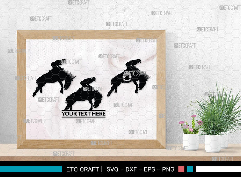 Rodeo Monogram, Rodeo Silhouette, Rodeo SVG, Bull Rider Svg, Horse Svg ...