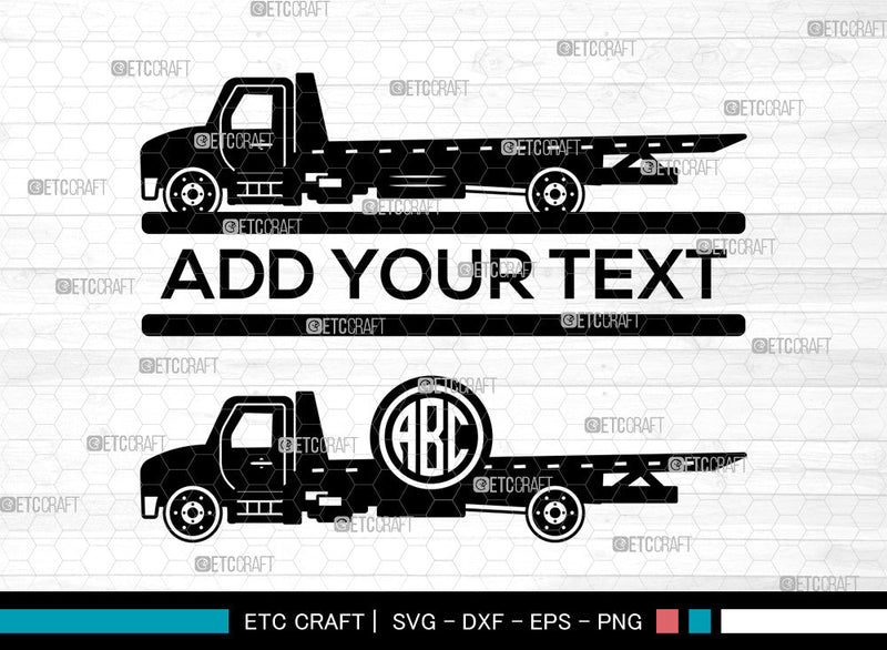 Rollback Truck Monogram SVG, Rollback Truck SVG, Split Monogram Svg ...