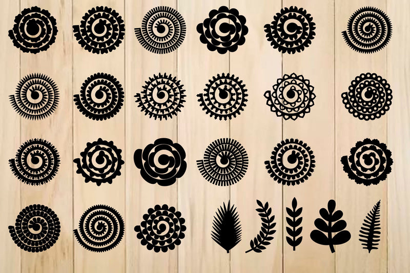 Rolled Paper Flower Templates SVG, 3D Rose SVG - So Fontsy