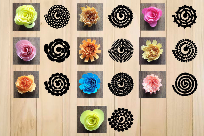 Rolled Paper Flower Templates SVG, 3D Rose SVG - So Fontsy