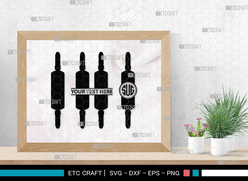 Rolling Pin Monogram, Rolling Pin Silhouette, Rolling Pin SVG, Kitchen ...