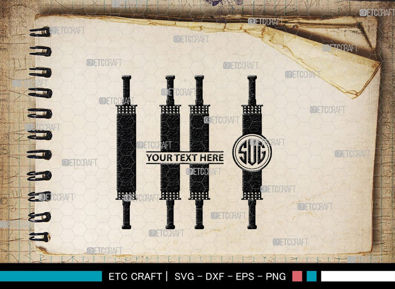 Rolling Pin Monogram, Rolling Pin Silhouette, Rolling Pin SVG, Kitchen ...