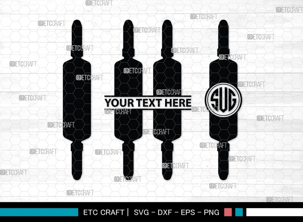 Rolling Pin Monogram, Rolling Pin Silhouette, Rolling Pin SVG, Kitchen ...