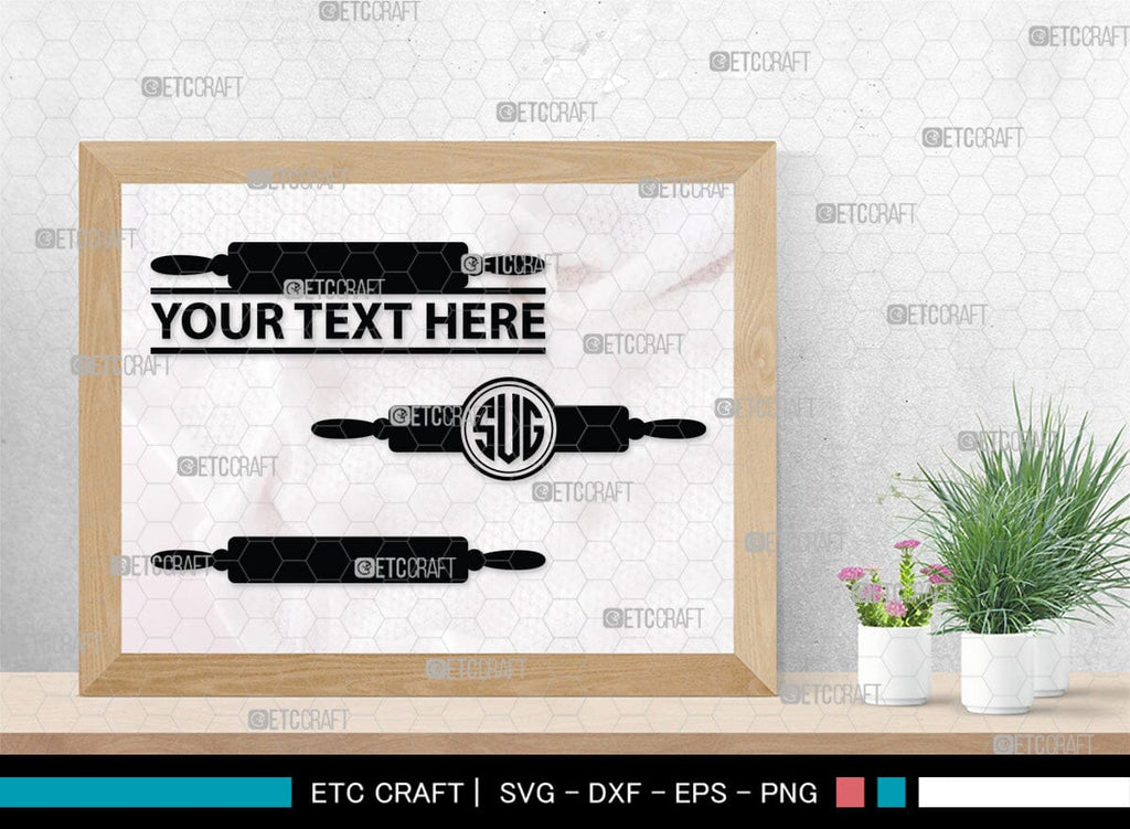 Rolling Pin Monogram, Rolling Pin Silhouette, Rolling Pin SVG, Kitchen ...